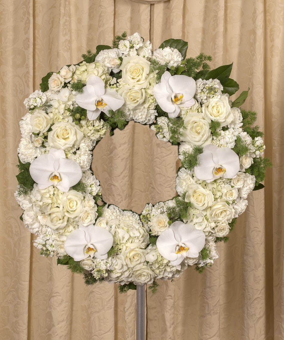 Elegant White Wreath in Boston, MA | Central Square Florist